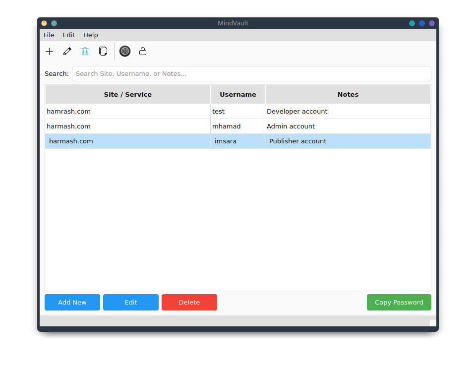مشروع برنامج إدارة كلمات المرور